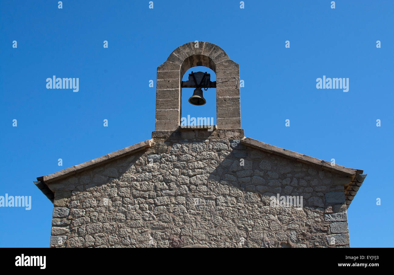 Medieval campanile with belfry or monastery mission bell of Miramar ...