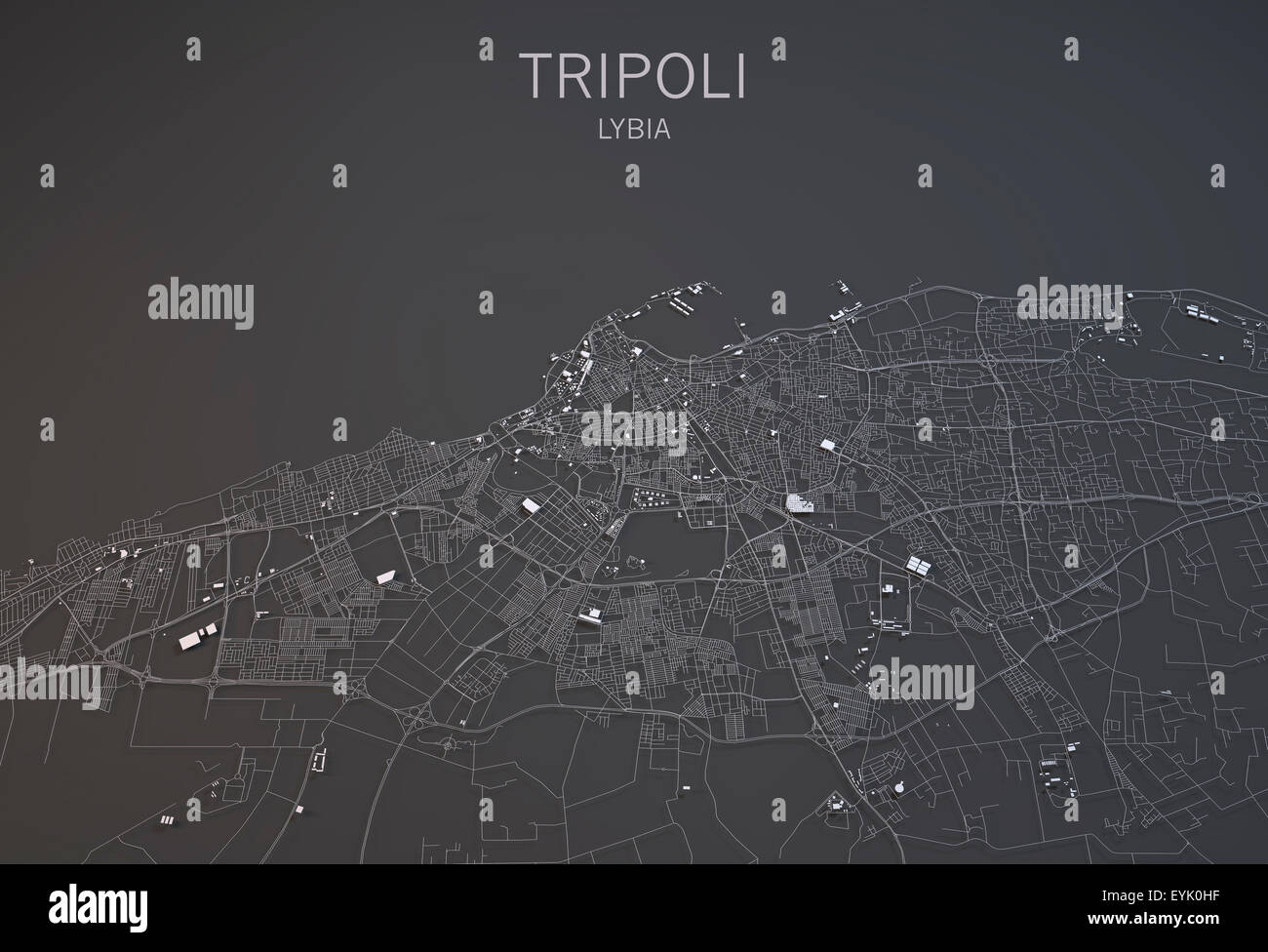 Satellite view of Tripoli map, Libya, Africa Stock Photo - Alamy