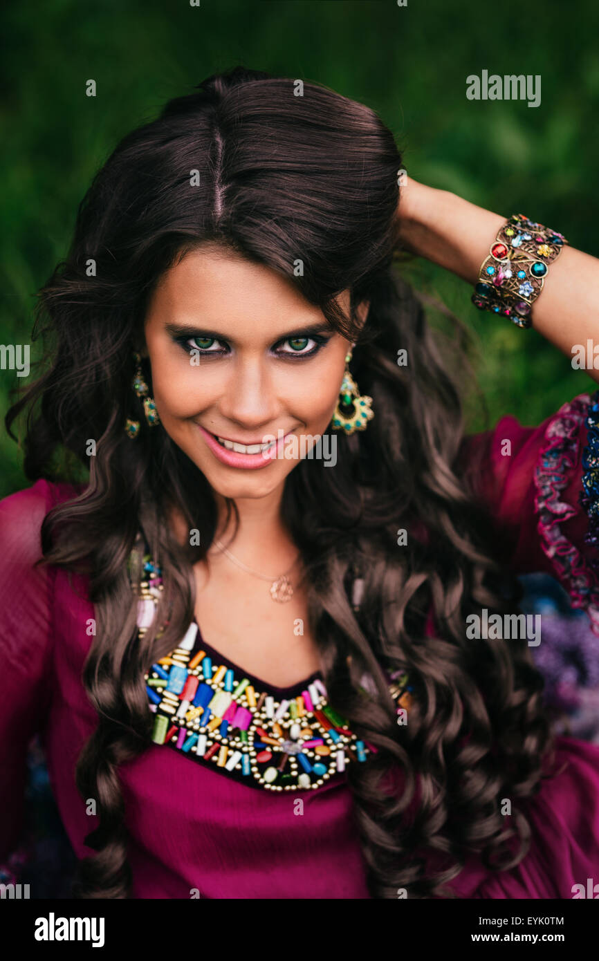 Portrait of a beautiful girl gypsy Stock Photo - Alamy