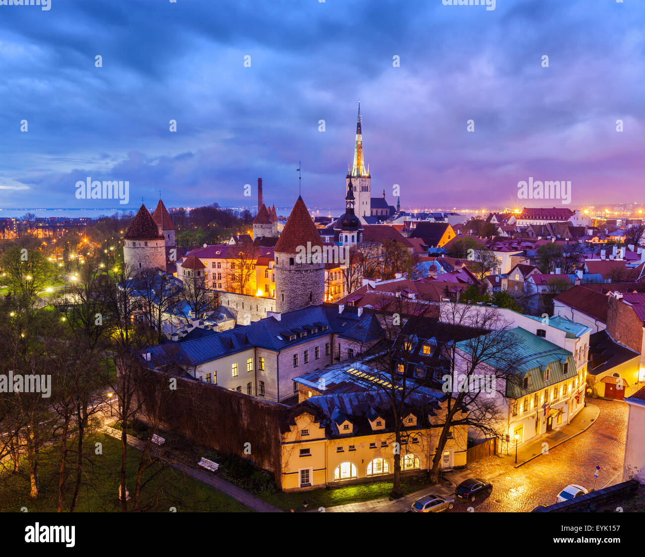 Aerial view illuminated tallinn hi-res stock photography and images - Alamy