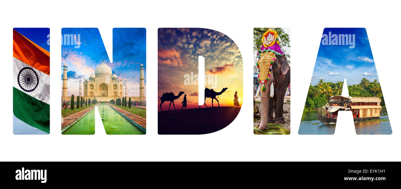 Travel Indica concept background - India text with indian tourist ...