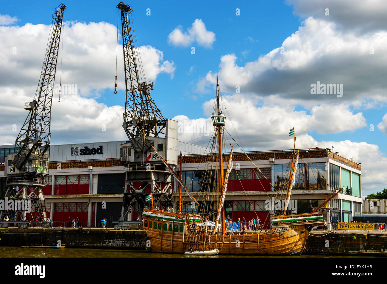 Replica sailing ship in Bristol Harbour Stock Photo - Alamy