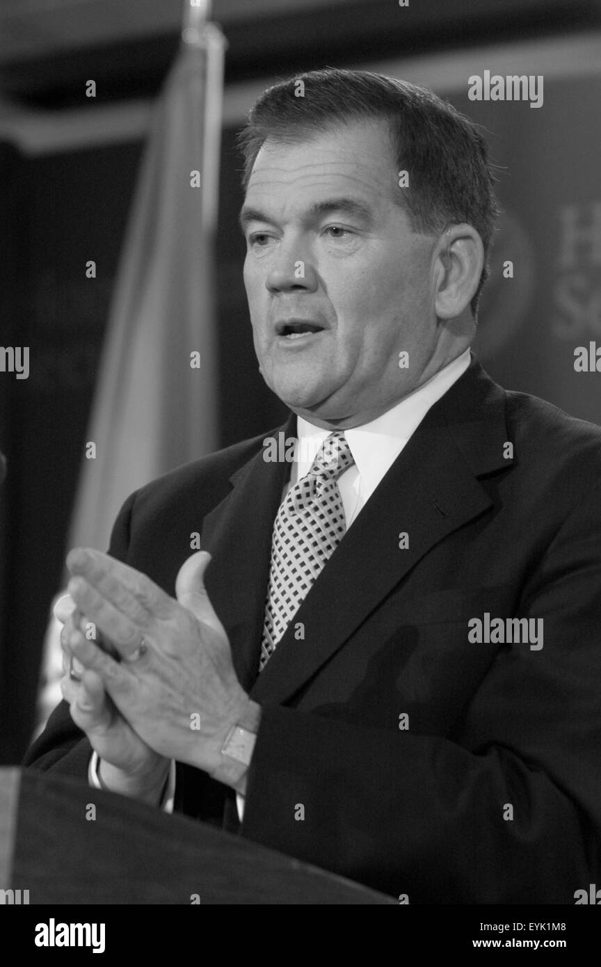 Secretary Tom Ridge speaks at a news conference where he announced a FY ...