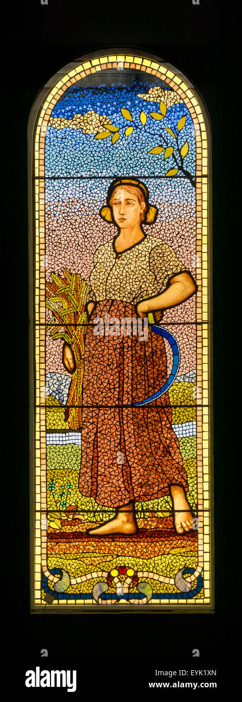Stained glass window, Standing Woman, designed and fabricated by ...