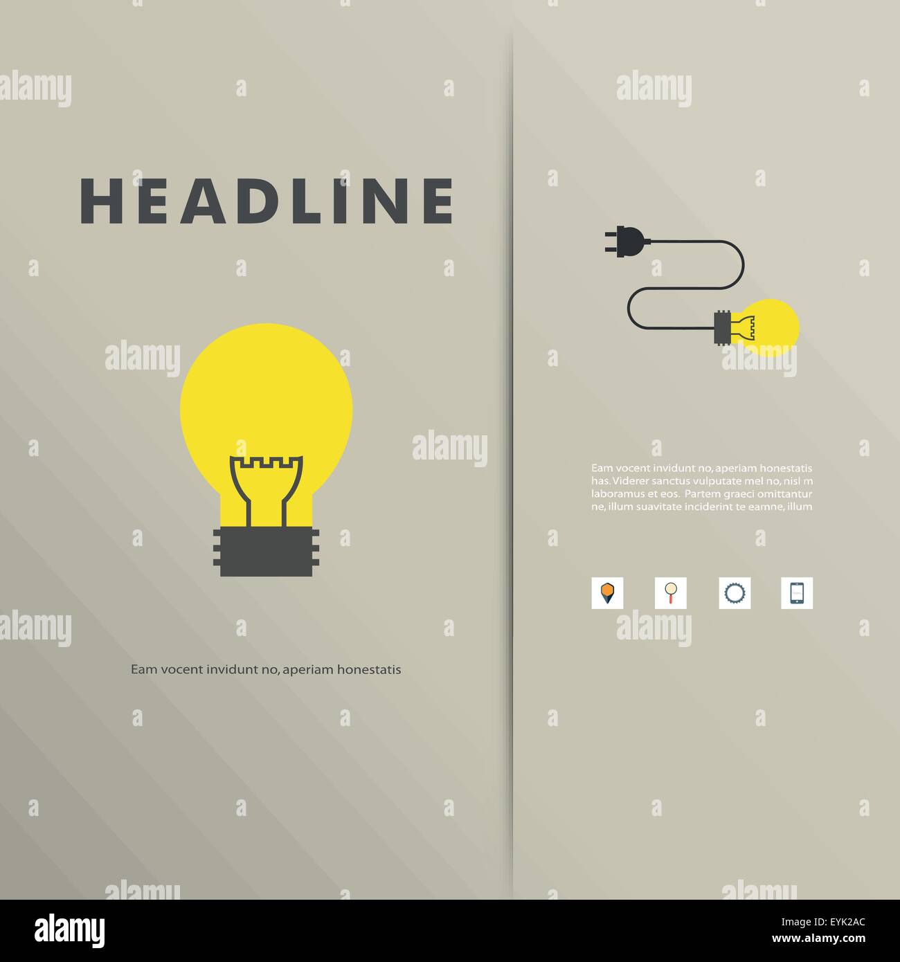 Vector template with light bulbs and wires Stock Vector Image & Art - Alamy