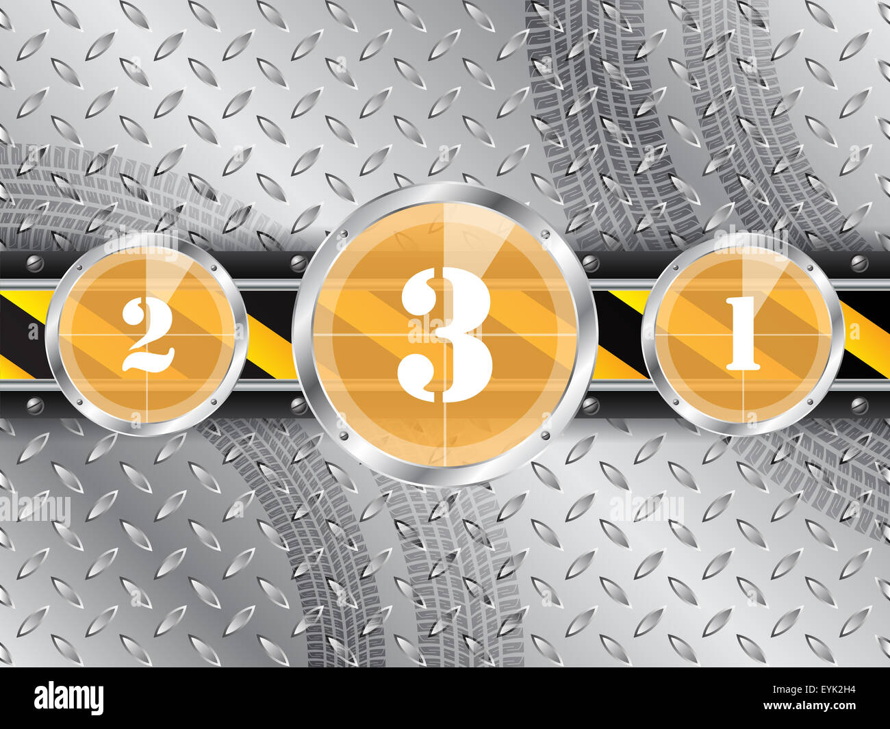 Abstract industrial background with countdown timer and tire track ...