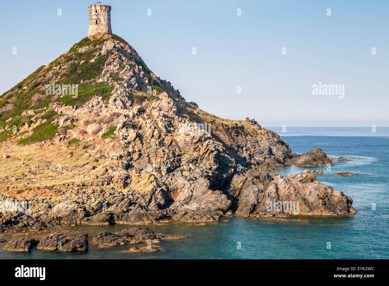 La tour Parata. Ancient Genoese tower on rocky cliff near Ajaccio ...