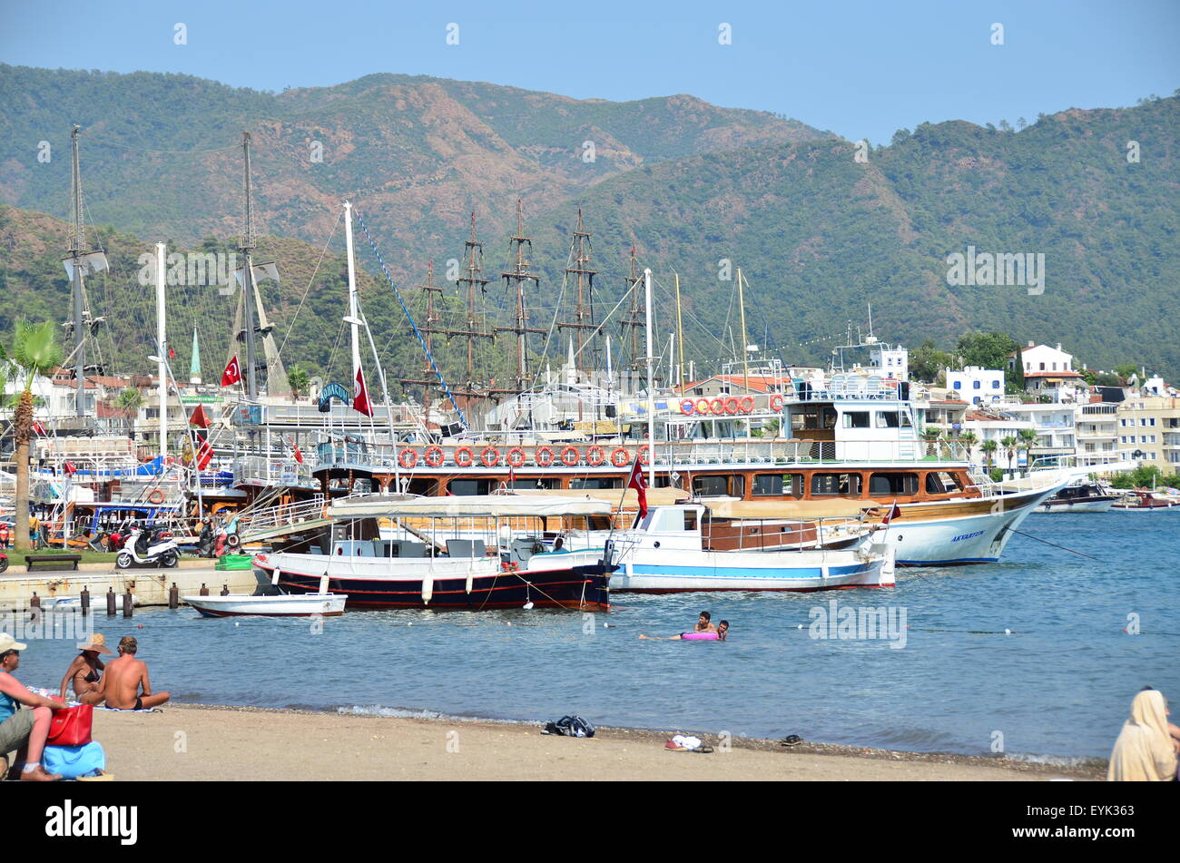 Tourists Gulet-boats in the harbour of Marmaris, Turkey Stock Photo - Alamy