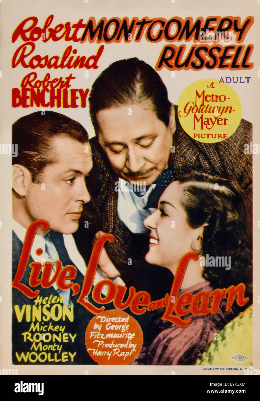 Live, Love and Learn - Movie Poster Stock Photo - Alamy