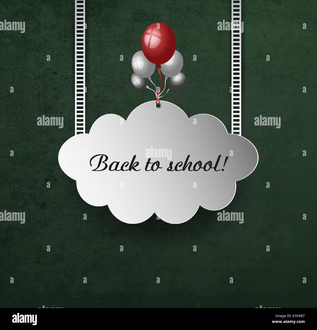 Background With School Blackboard, Cloud, Holiday Balls And Text Stock ...