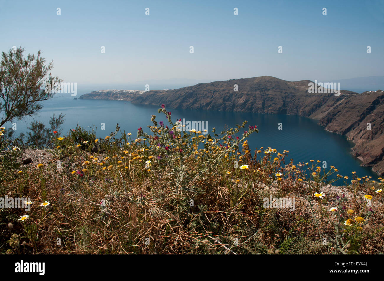 Santorini Island in the Aegean Sea is a part of a caldera formed by a ...