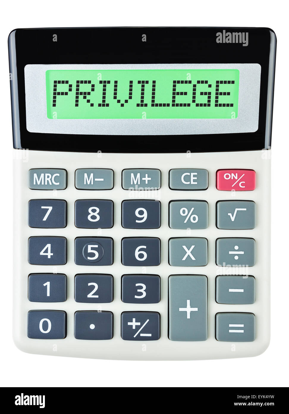 Calculator with PRIVILEGE on display isolated on white background Stock ...
