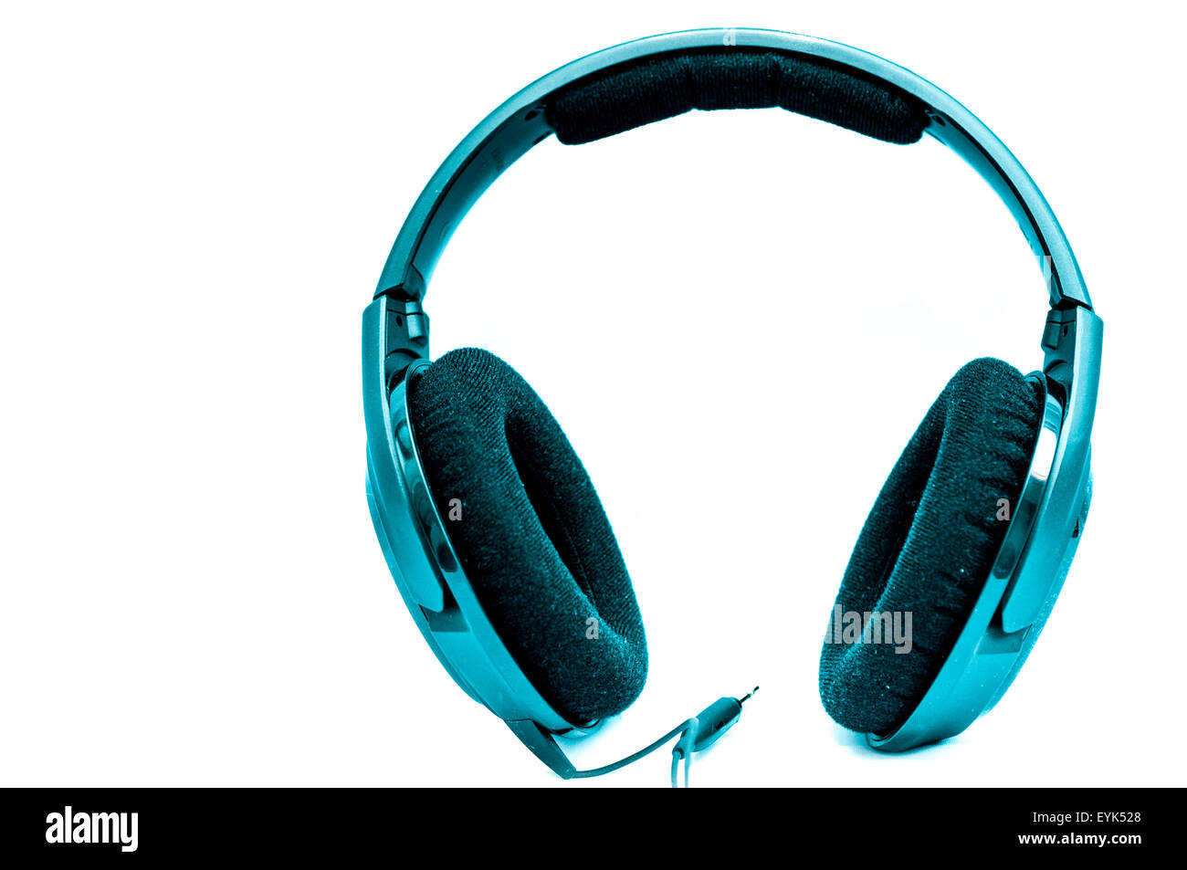 cool Headphones Isolated on White Background in light blue Stock Photo ...
