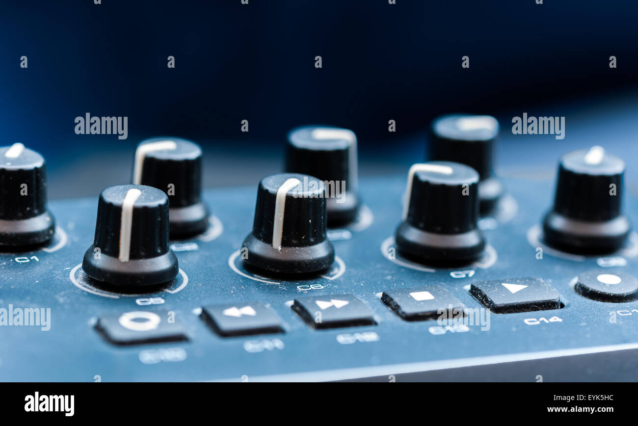 Synthesizer patch panel Close-up button knob on touch panel Stock Photo ...