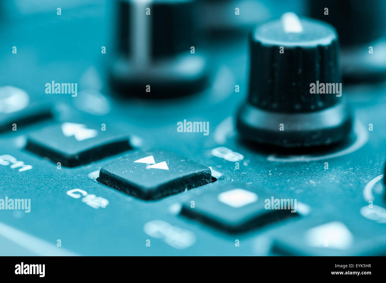 Synthesizer patch panel Close-up button knob on touch panel Stock Photo ...