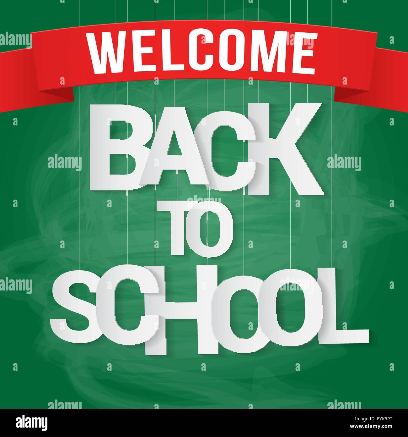 Back to school poster with paper text on chalkboard. Vector ...