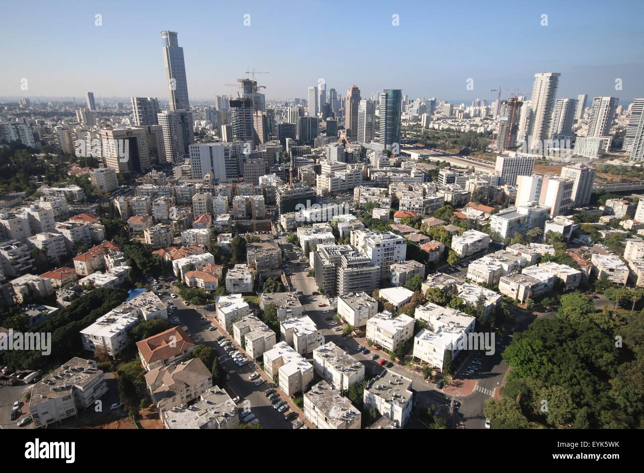Aerial view of Moshe Aviv Tower, Ramat Gan, Tel Aviv, Israel Stock ...