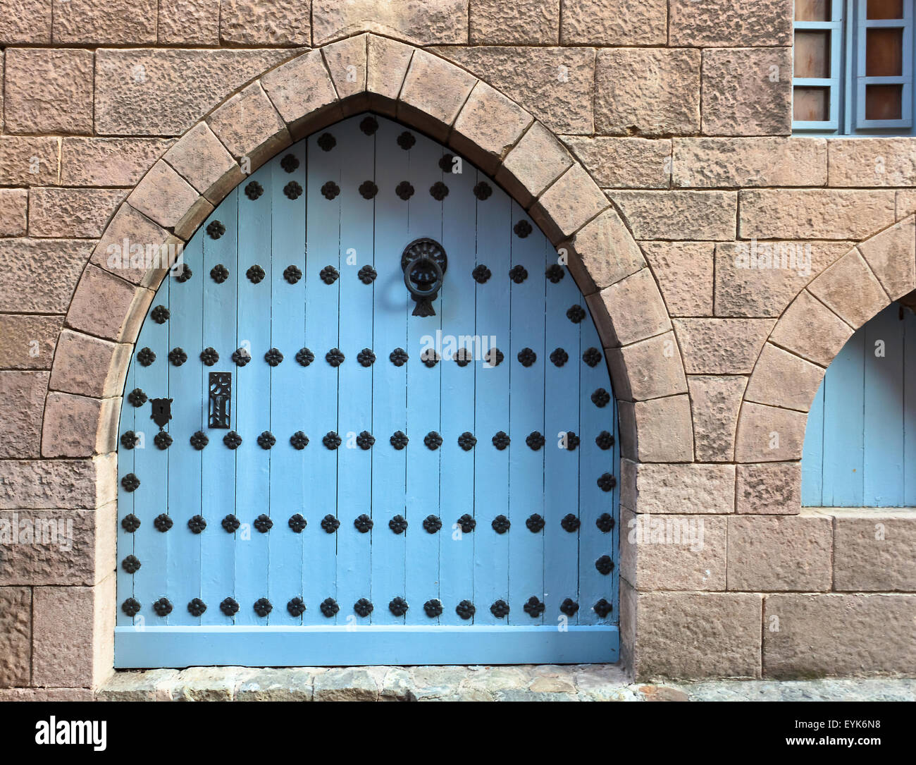 wooden gate in a stone wall , the middle ages , Spain Stock Photo - Alamy