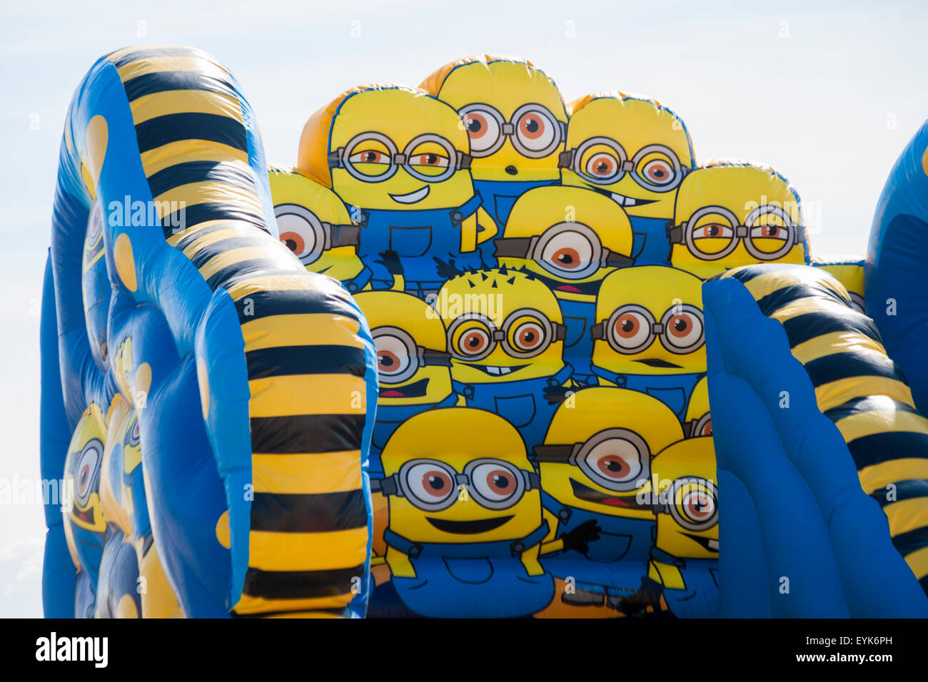 Detail on Minions bouncy castle at Bournemouth beach in July Stock ...