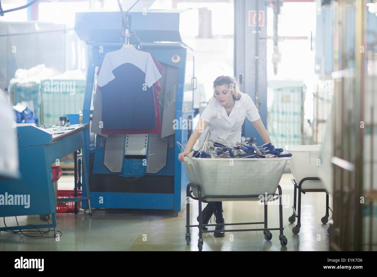 Woman working in laundry Stock Photo - Alamy