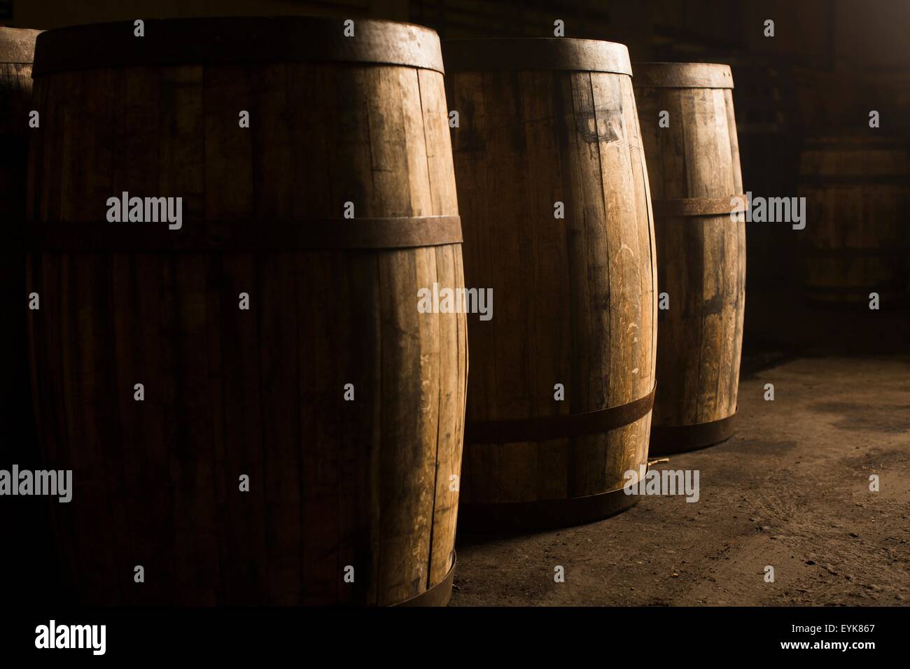 Wooden whisky casks Stock Photo - Alamy