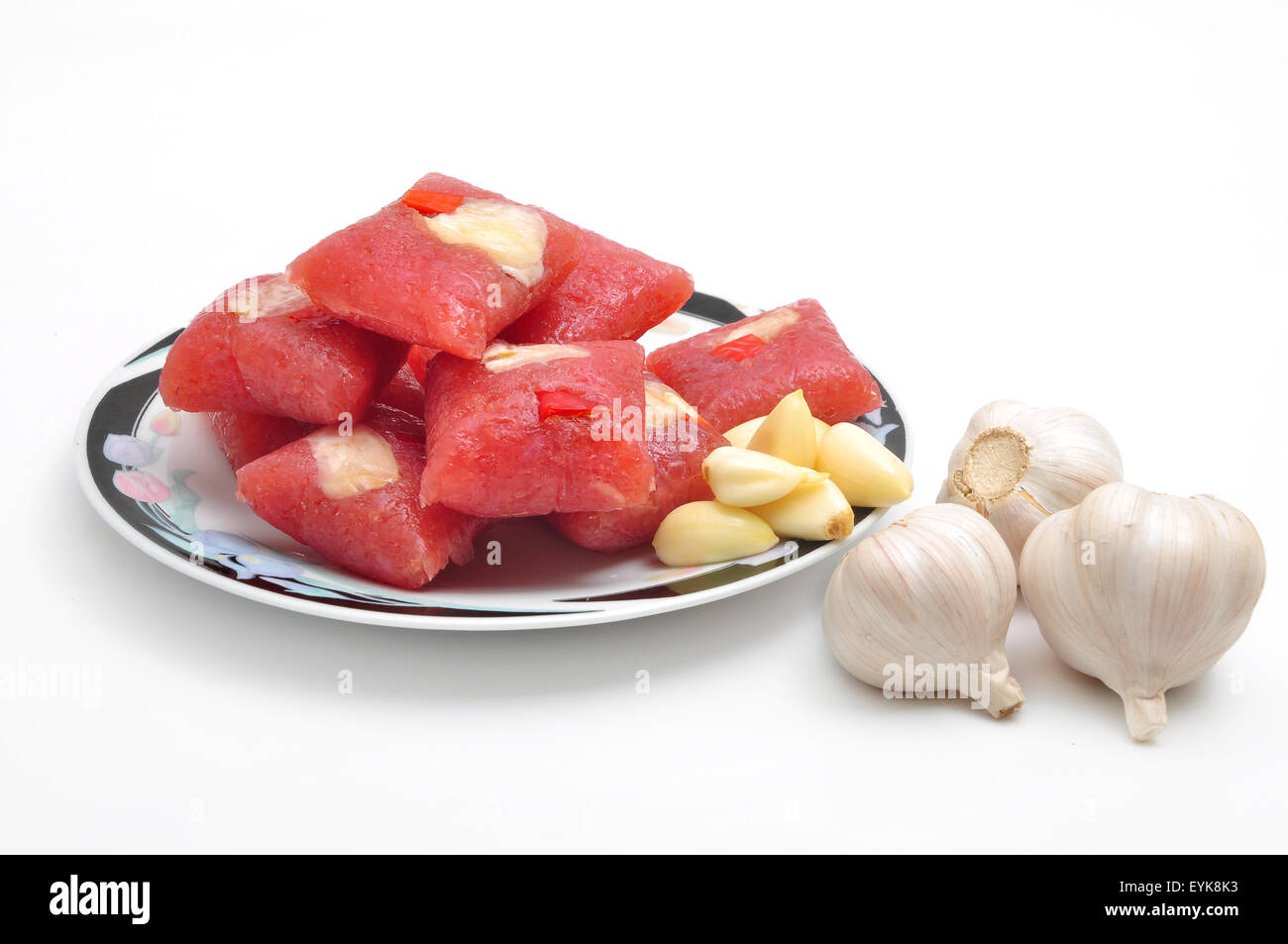 Vietnamese Fermented Pork Roll or Nem Lai Vung on a white background ...