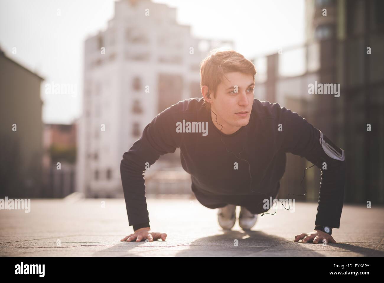 Young man doing press ups hi-res stock photography and images - Alamy