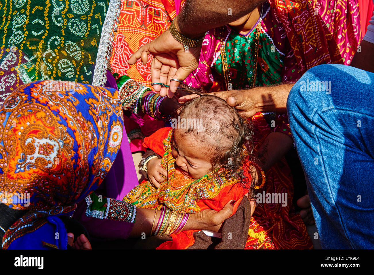India, Gujarat, Kutch, Padhar village, Ahir ethnic group, one year old ...