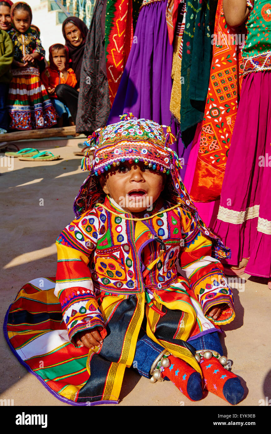 India, Gujarat, Kutch, Padhar village, Ahir ethnic group, one year old ...