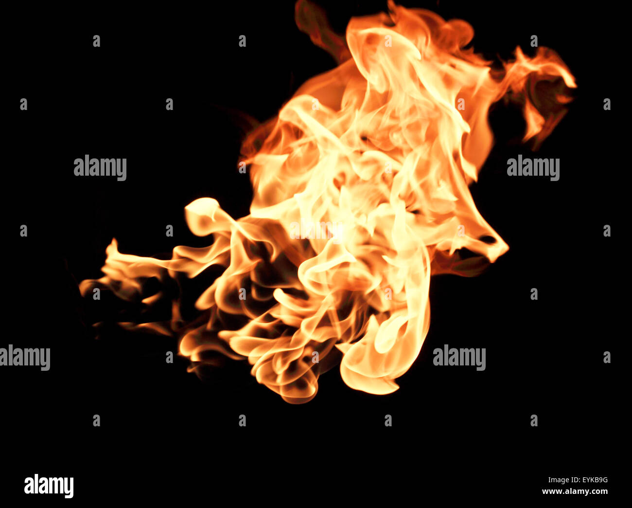 Fire flames collection isolated on black background Stock Photo - Alamy