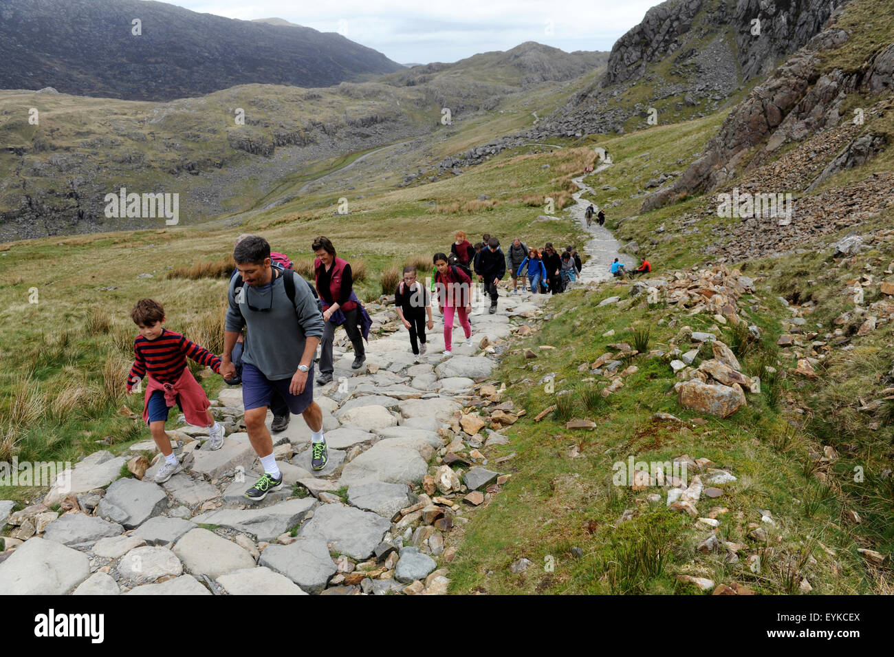 Group of friends climbing Snowdonia, Wales Stock Photo - Alamy