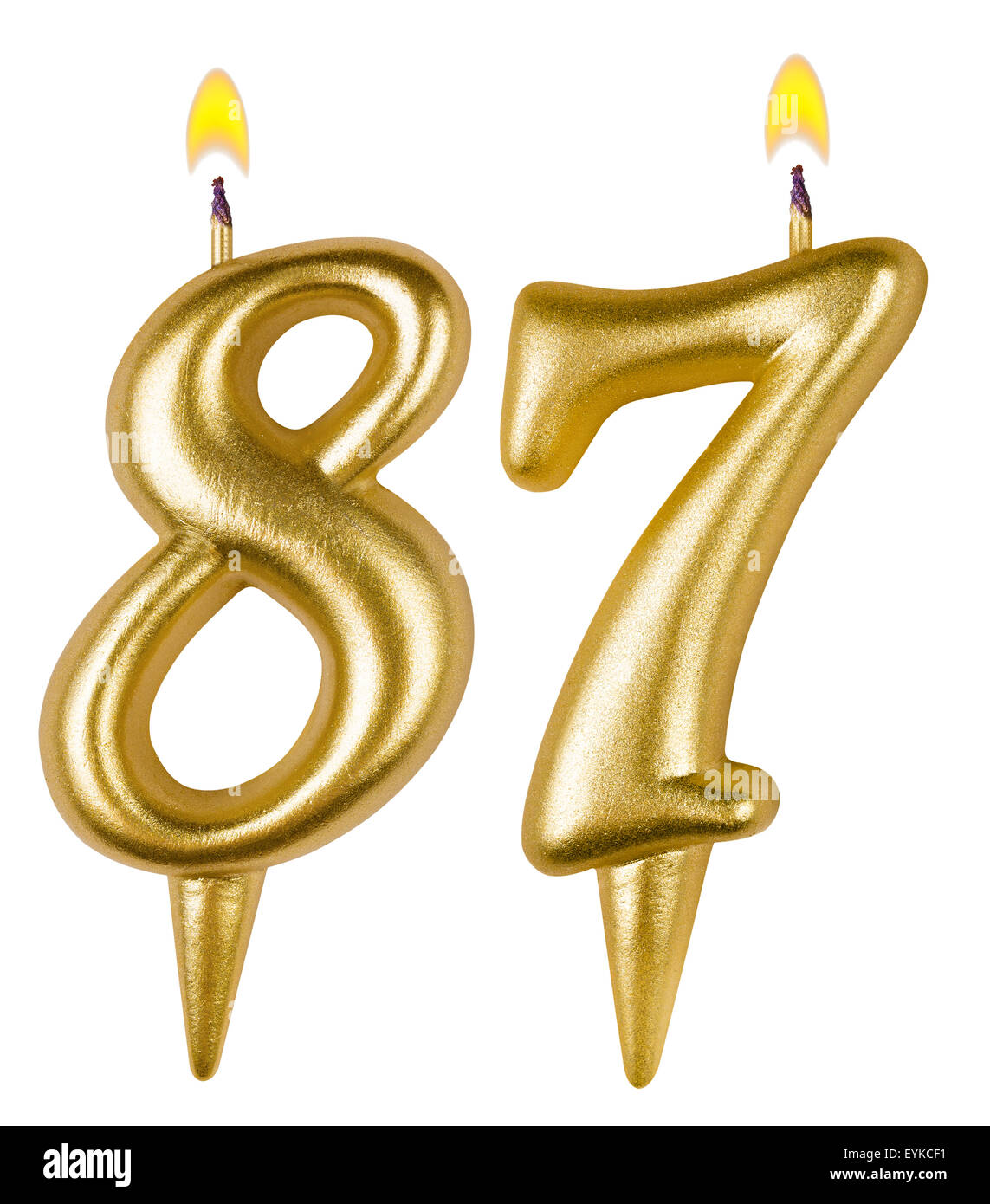 Birthday candles number eighty seven isolated on white background Stock ...