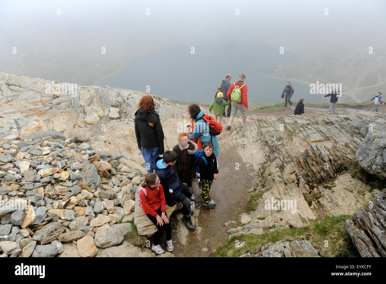 Group of friends climbing Snowdonia, Wales Stock Photo - Alamy