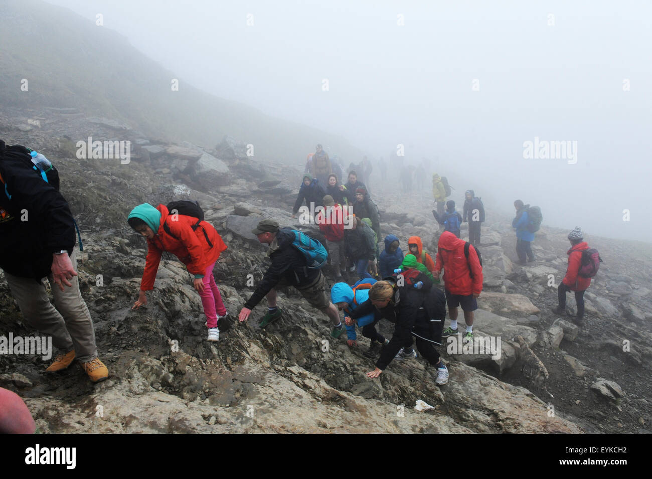 Group of friends climbing Snowdonia, Wales Stock Photo - Alamy