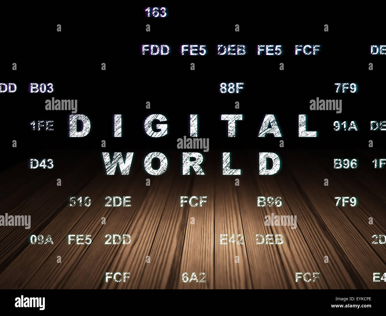 Information concept: Digital World in grunge dark room Stock Photo - Alamy