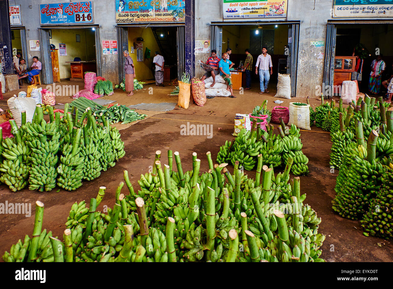 Sri Lanka, Ceylon, North Central Province, Dambulla, market, bananas ...