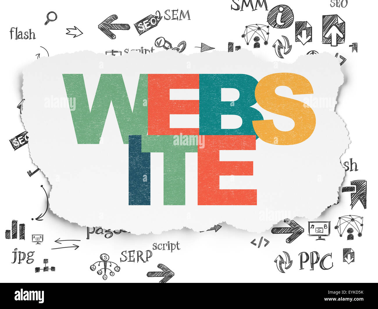 Web design concept: Website on Torn Paper background Stock Photo - Alamy