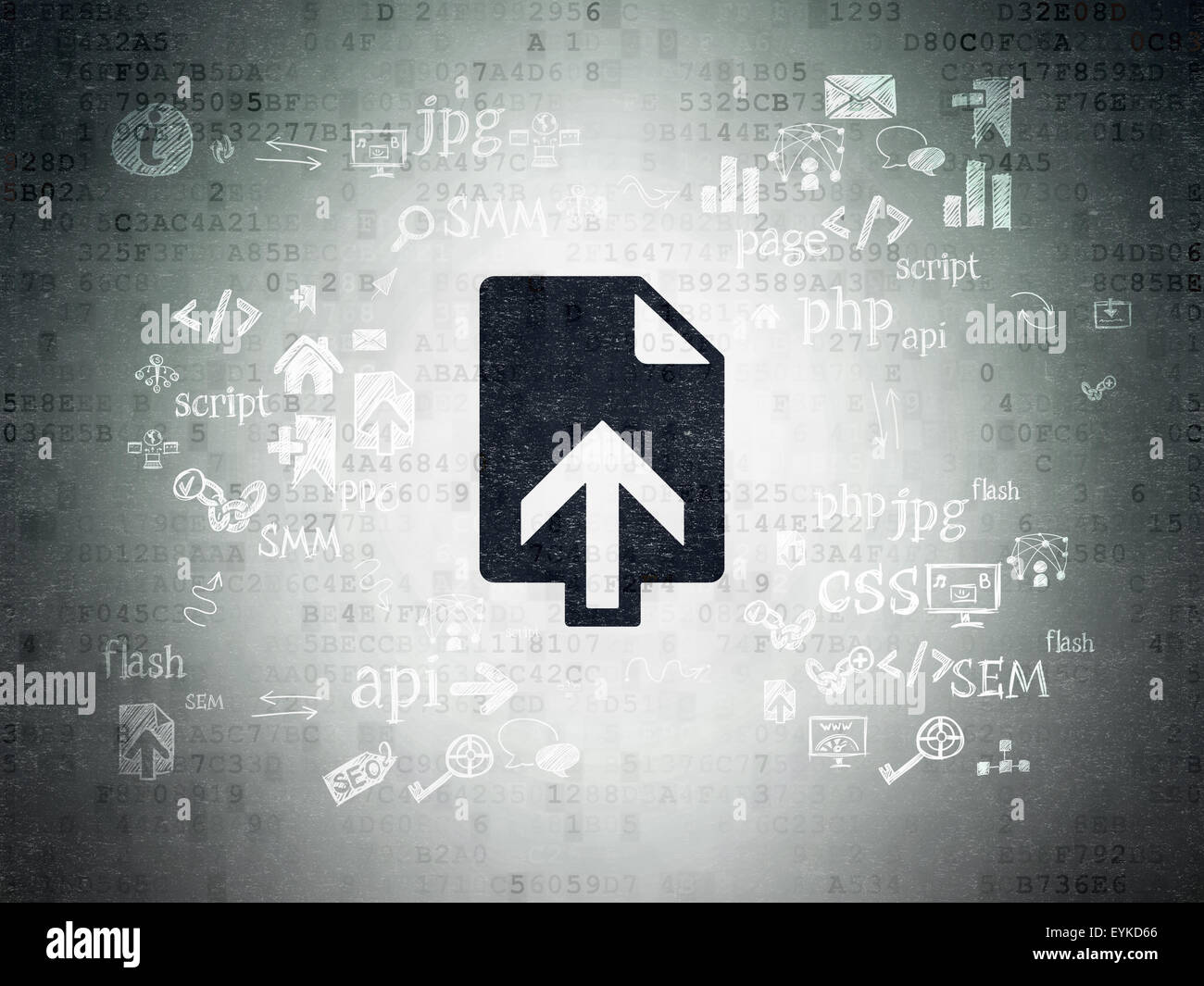 Web development concept: Upload on Digital Paper background Stock Photo - Alamy