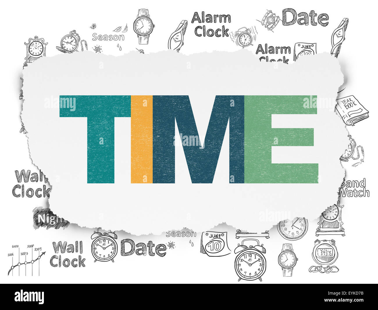 Time concept: Time on Torn Paper background Stock Photo - Alamy