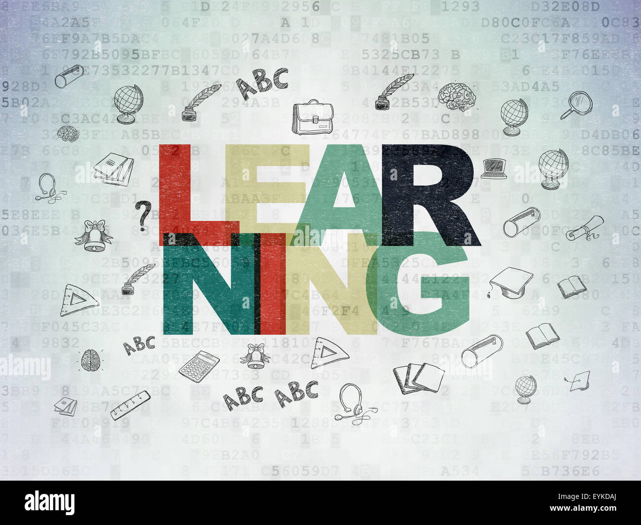 Learning concept: Learning on Digital Paper background Stock Photo - Alamy