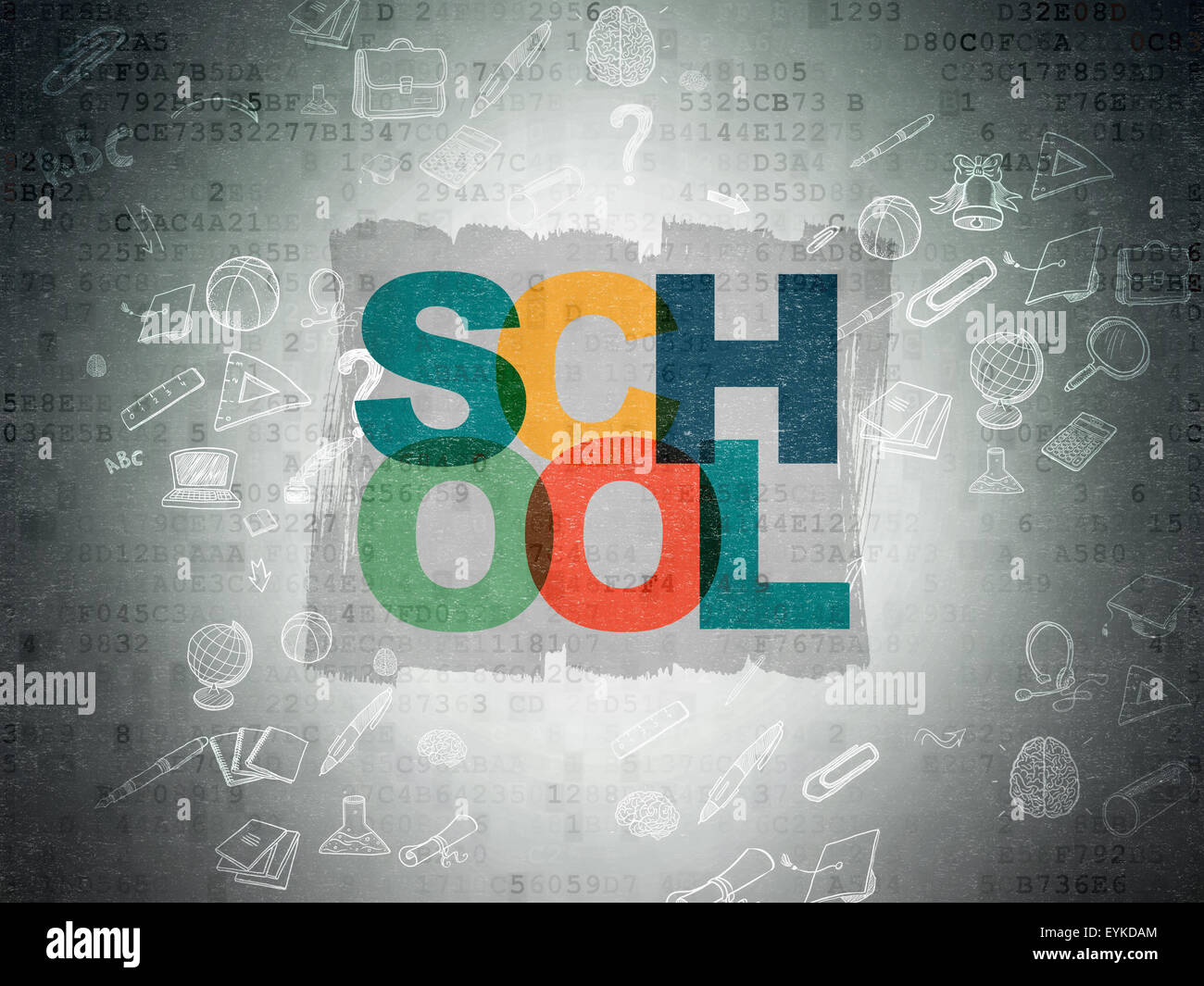 Studying concept: School on Digital Paper background Stock Photo - Alamy