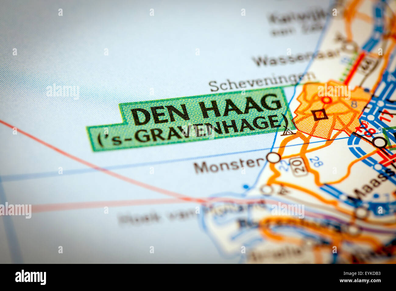 Map Photography: Den Haag City on a Road Map Stock Photo - Alamy