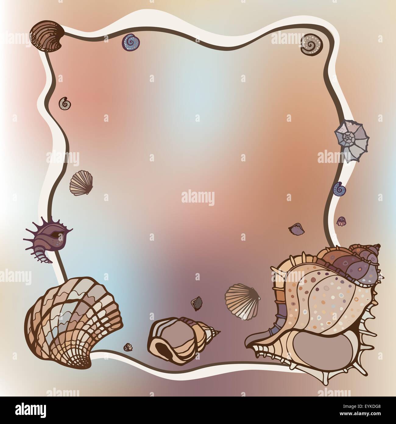 Shells background frame seashells Stock Vector Images - Alamy