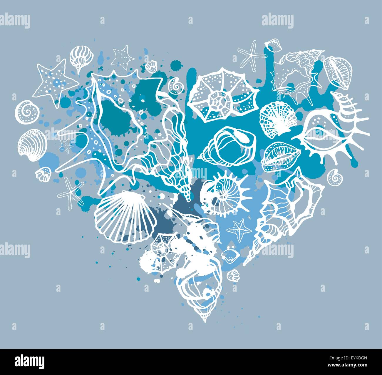 Heart of shells. Hand drawn Stock Vector Image & Art - Alamy