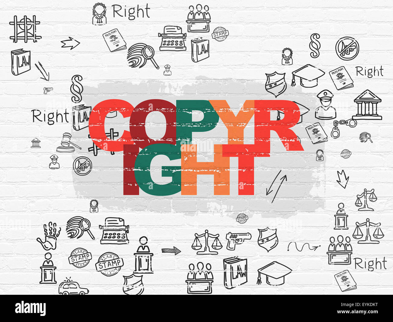 Law concept: Copyright on wall background Stock Photo - Alamy