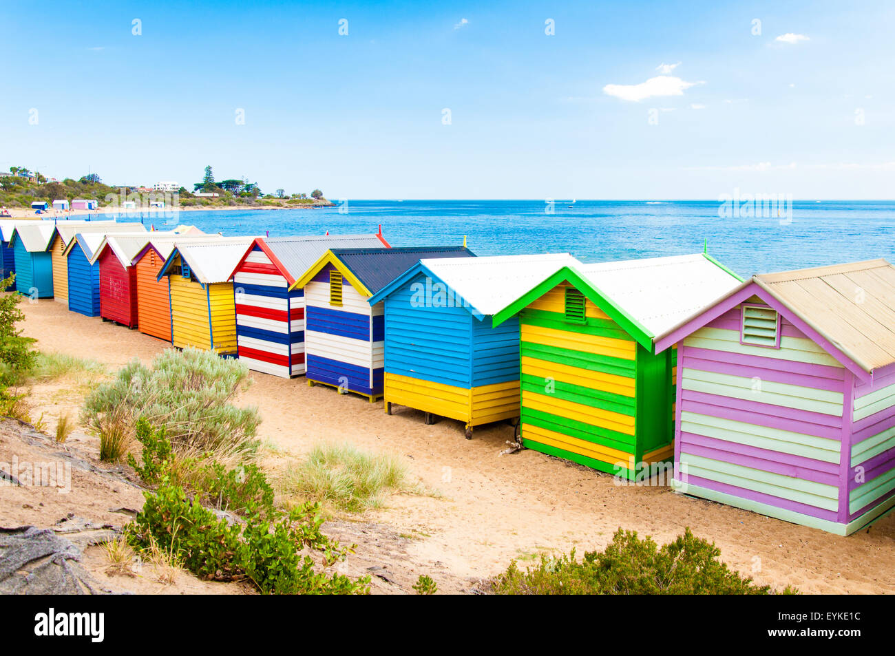 Brighton bathing boxes at Melbourne, Australia Stock Photo - Alamy