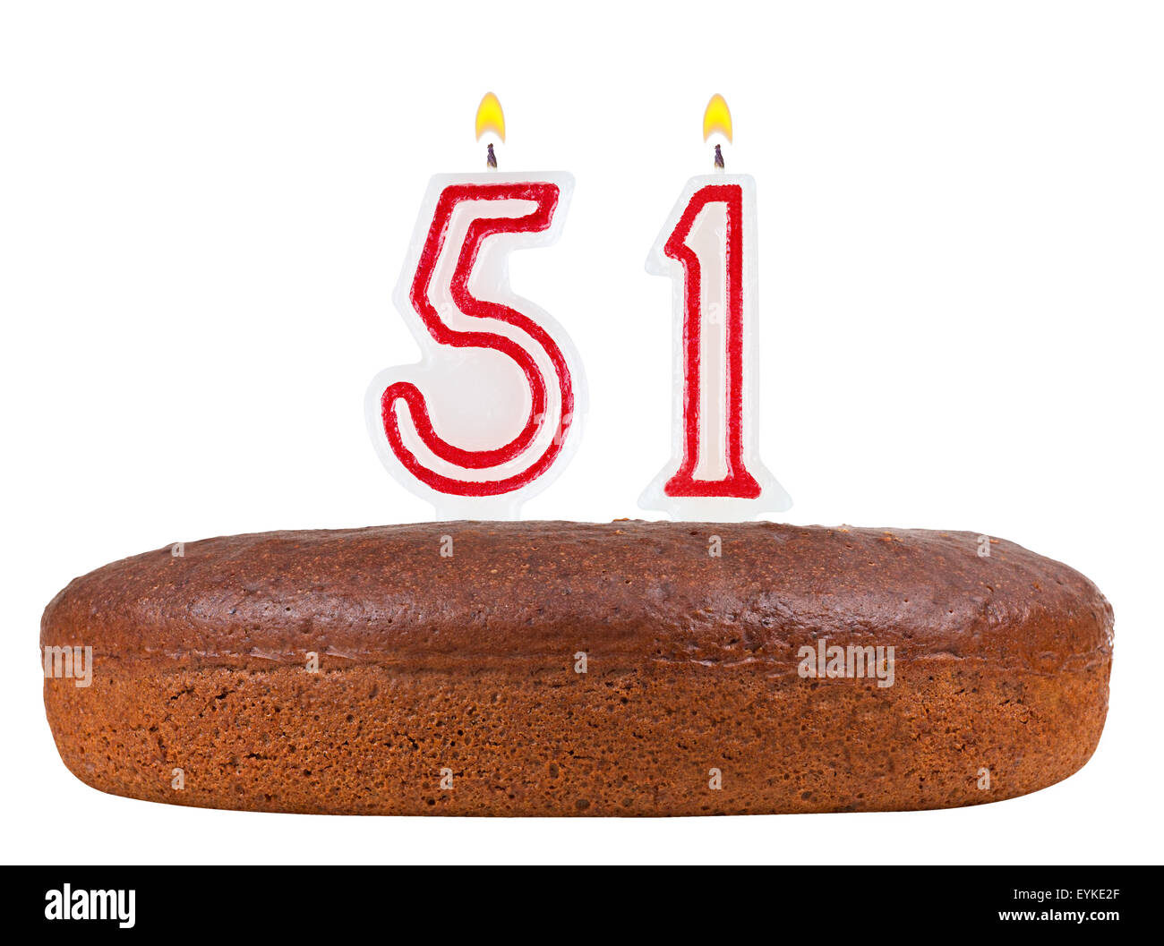 birthday cake with candles number 51 isolated on white background Stock ...