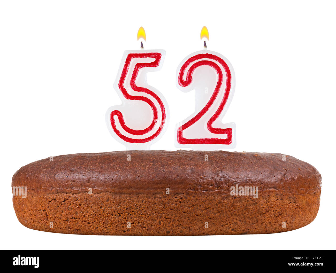 birthday cake with candles number 52 isolated on white background Stock ...