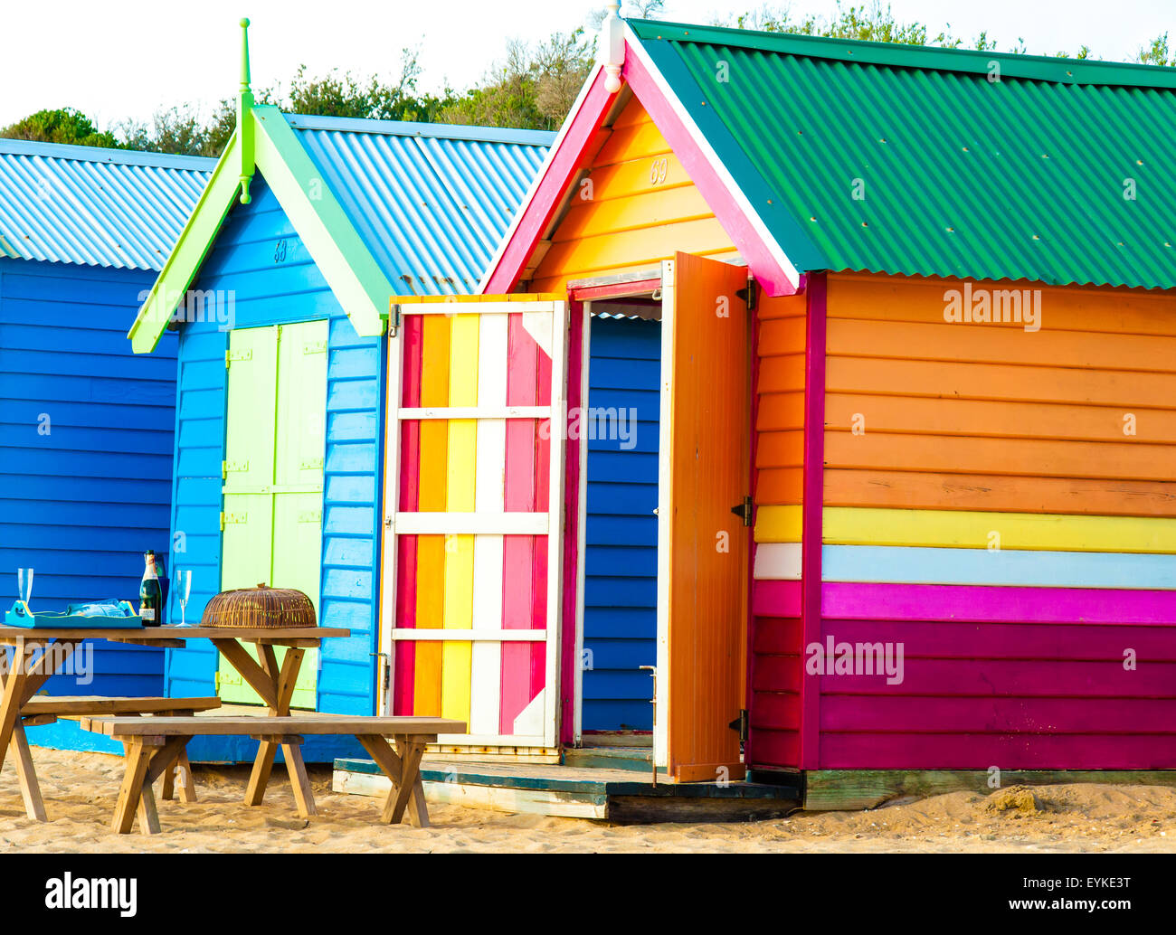 Brighton bathing boxes at Melbourne, Australia Stock Photo - Alamy