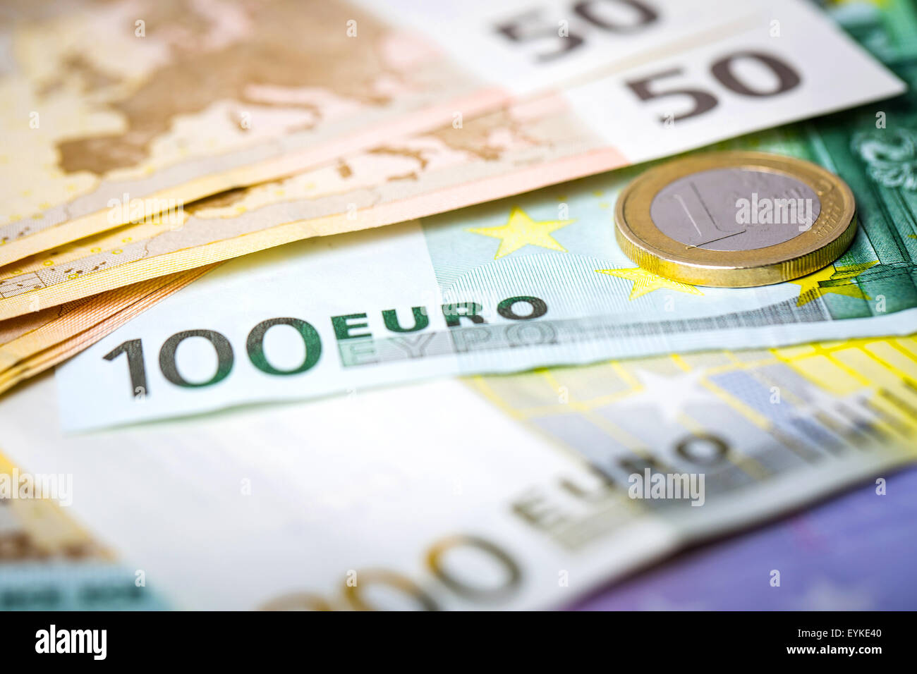 Euro money: closeup of banknotes and coins Stock Photo - Alamy
